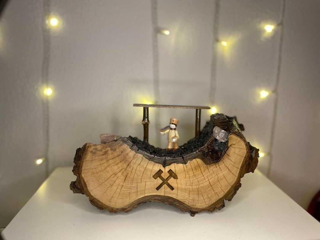 Rustic Mining Decoration With Walnut Base - Etsy