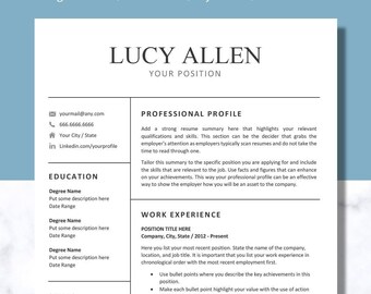 Clean Modern Resume Template for Word and Pages Modern CV | Etsy