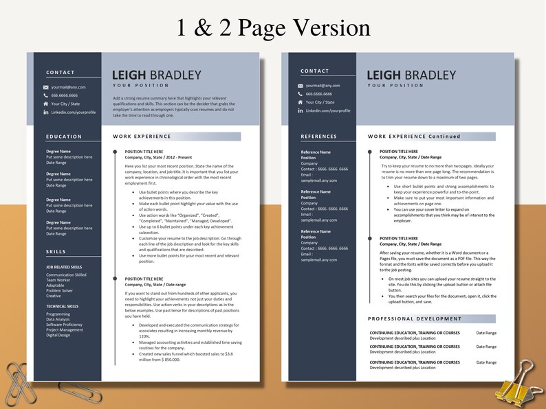 Modern Executive Resume Template for MS Word and Mac Pages - Etsy