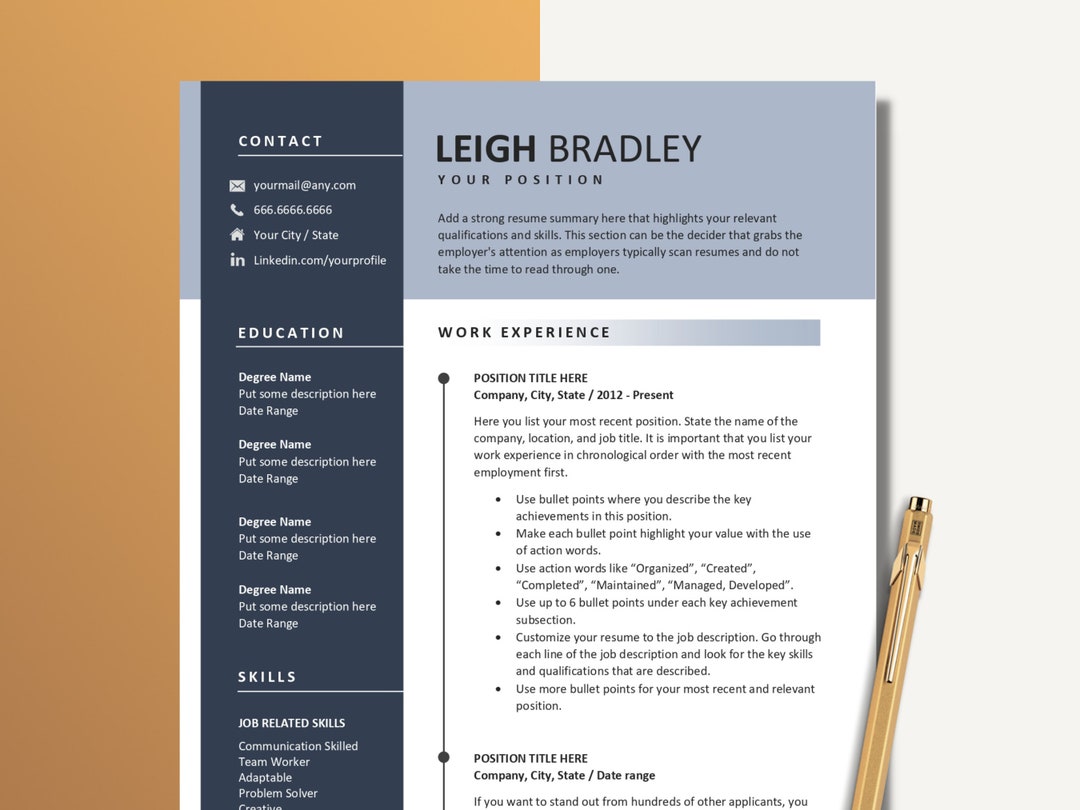 Modern, Executive Resume Template for MS Word and Mac Pages, CV ...