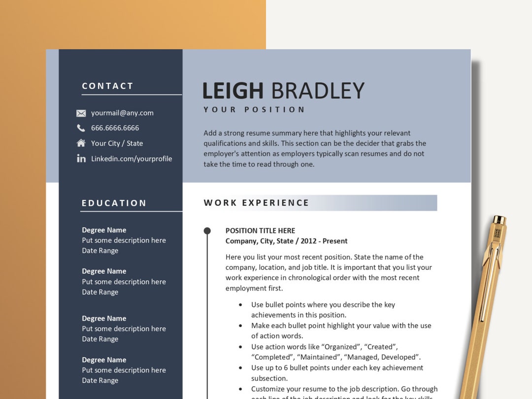 Modern Executive Resume Template for MS Word and Mac Pages - Etsy