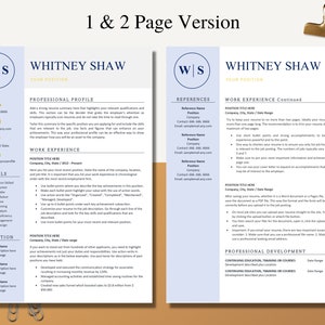 Creative, Modern Resume Template for MS Word and Mac, 1,2 and 3 Page ...