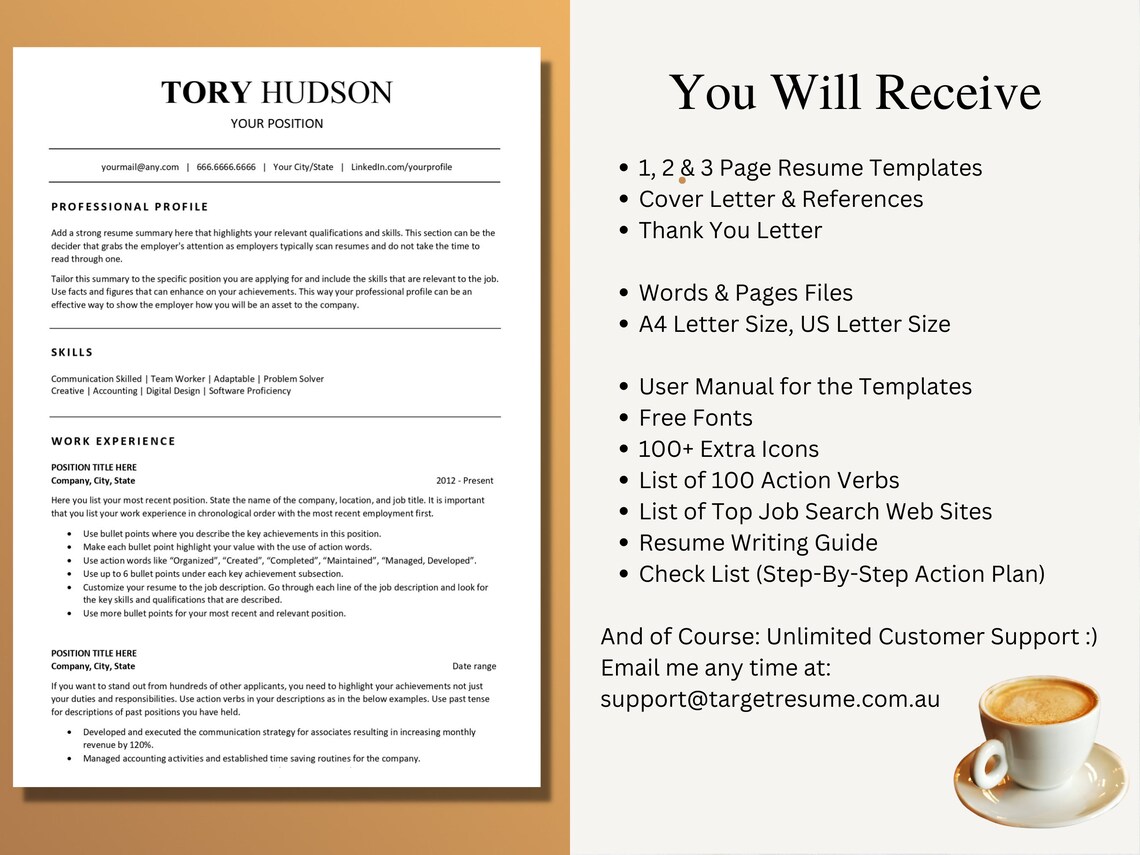 ATS Friendly Resume Template, Clean, Modern CV Template for Word and ...