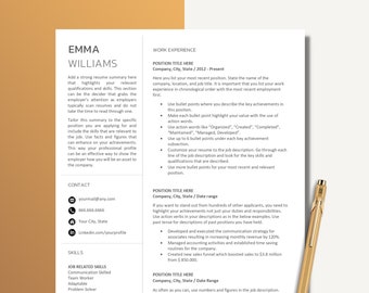 Modern, Executive Resume Template for MS Word and Mac Pages, CV ...