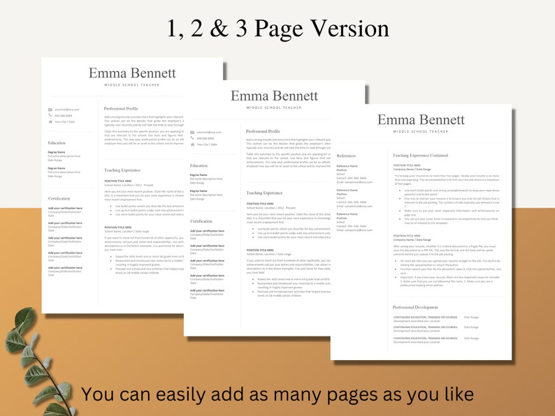 Teacher Resume Template for Word and Pages Ats Friendly - Etsy