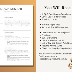 Teacher Resume Template for Word and Pages, 1, 2 and 3 Page Resume ...