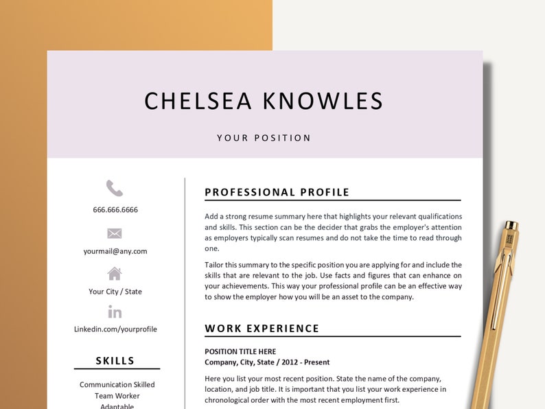 Clean Modern Resume Template for Word and Pages Modern CV - Etsy