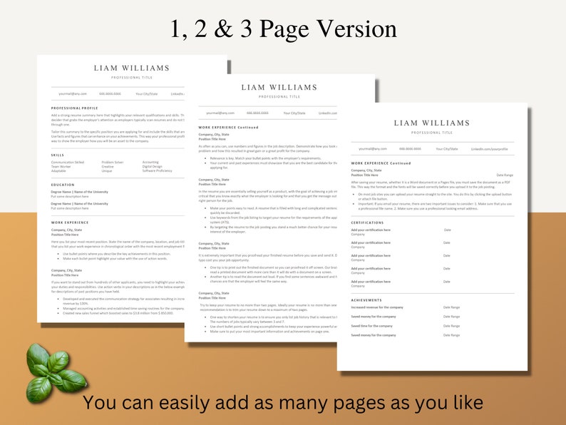 ATS Friendly Resume Template, Modern Resume Template for Word and Pages ...