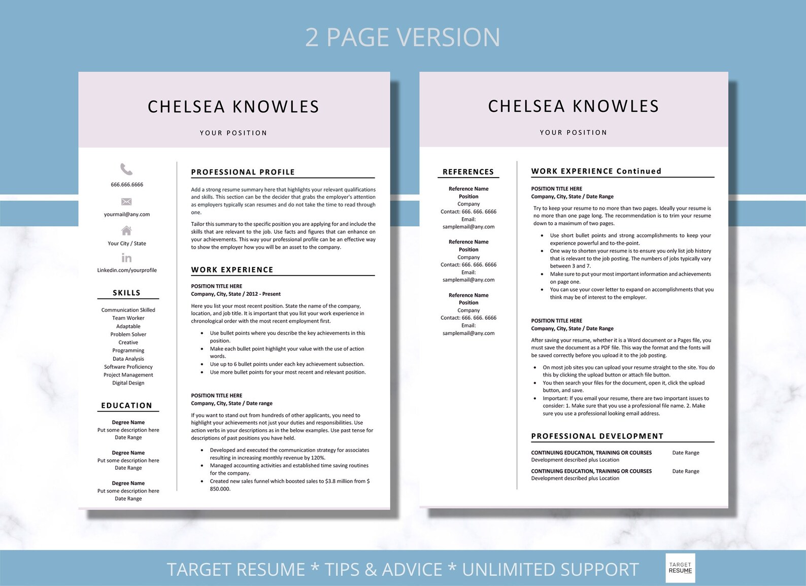 Clean Modern Resume Template for Word and Pages Modern CV | Etsy
