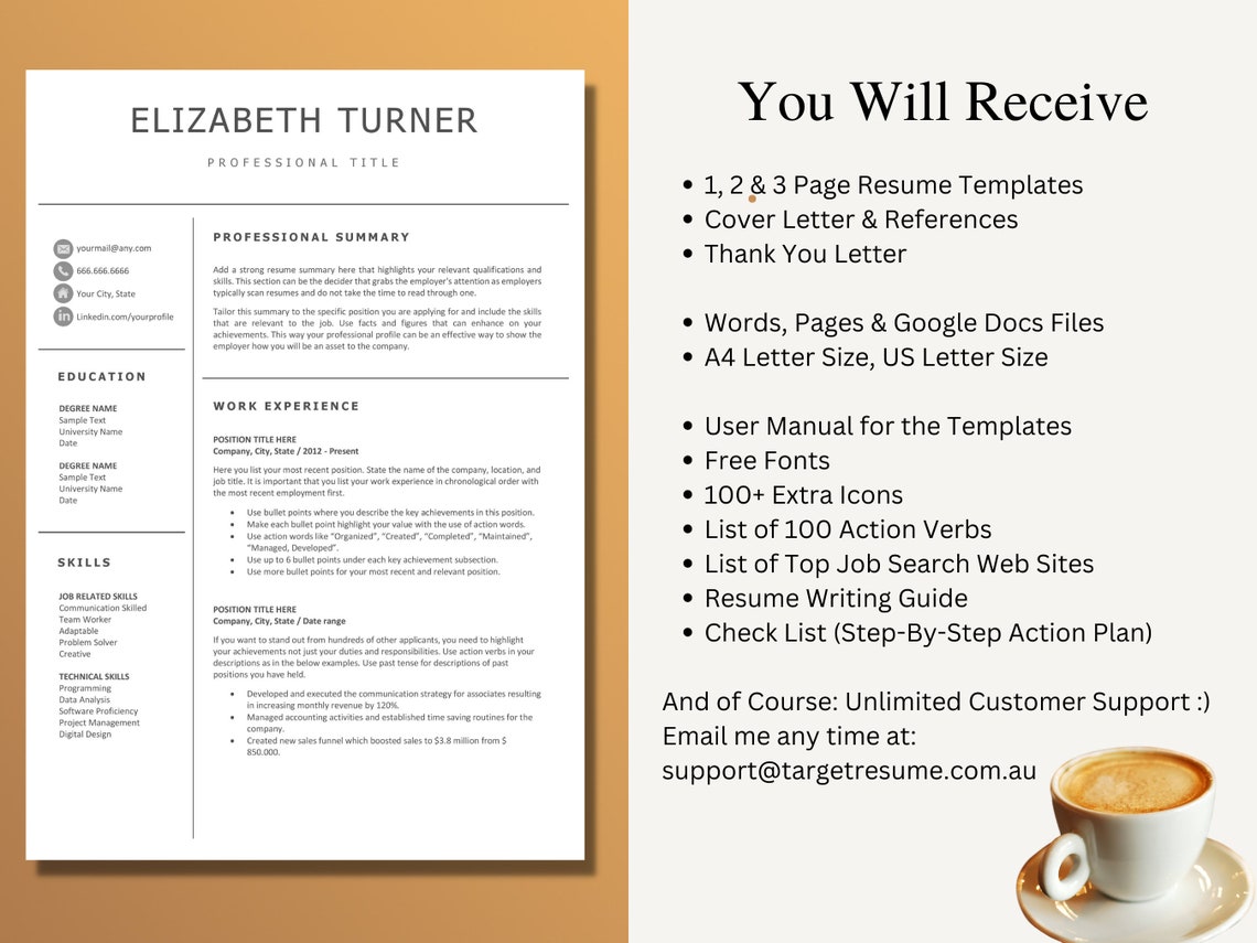Resume Template Google Docs Word and Pages Executive Resume - Etsy
