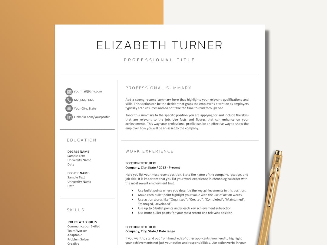 Resume Template Google Docs, Word and Pages, Executive Resume Template ...