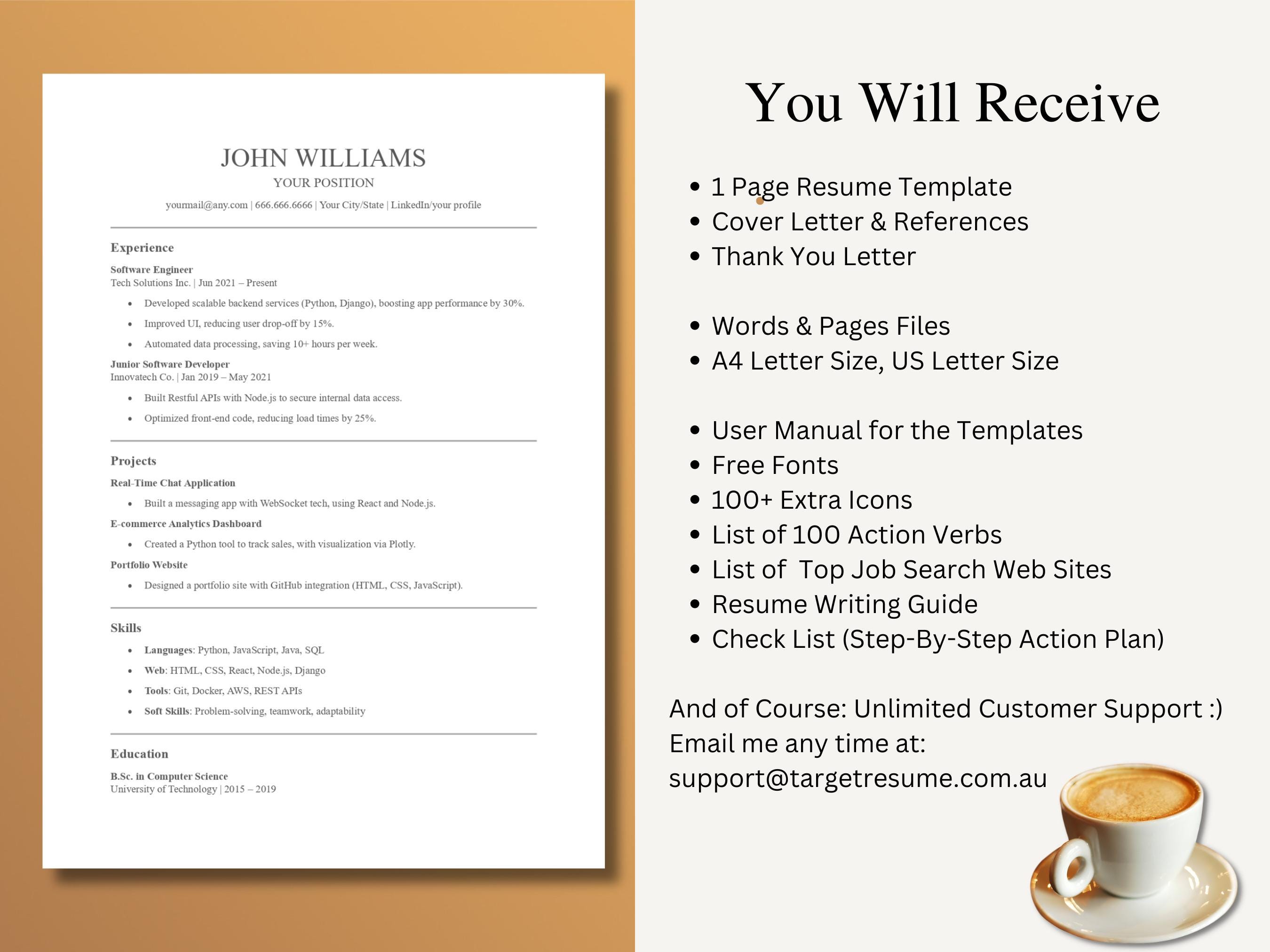 Software Engineer Resume Template, Ats-friendly, Fully Editable ...