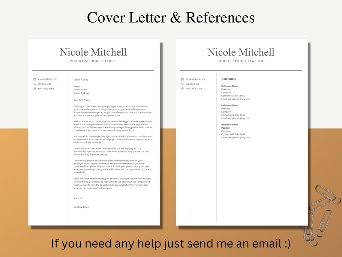 Teacher Resume Template for Word and Pages 1 2 and 3 Page - Etsy