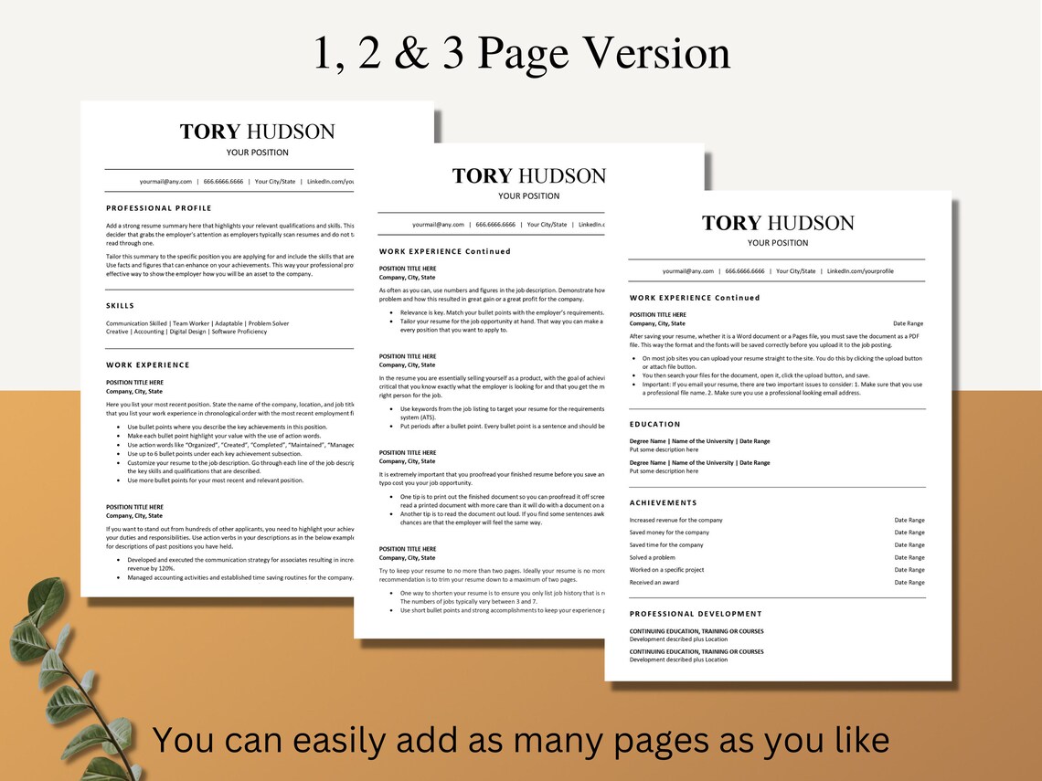ATS Friendly Resume Template, Clean, Modern CV Template for Word and ...