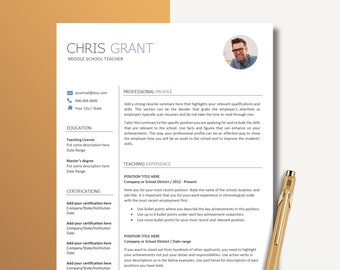 Teacher Resume Template for Word and Pages, 1, 2 and 3 Page Resume ...