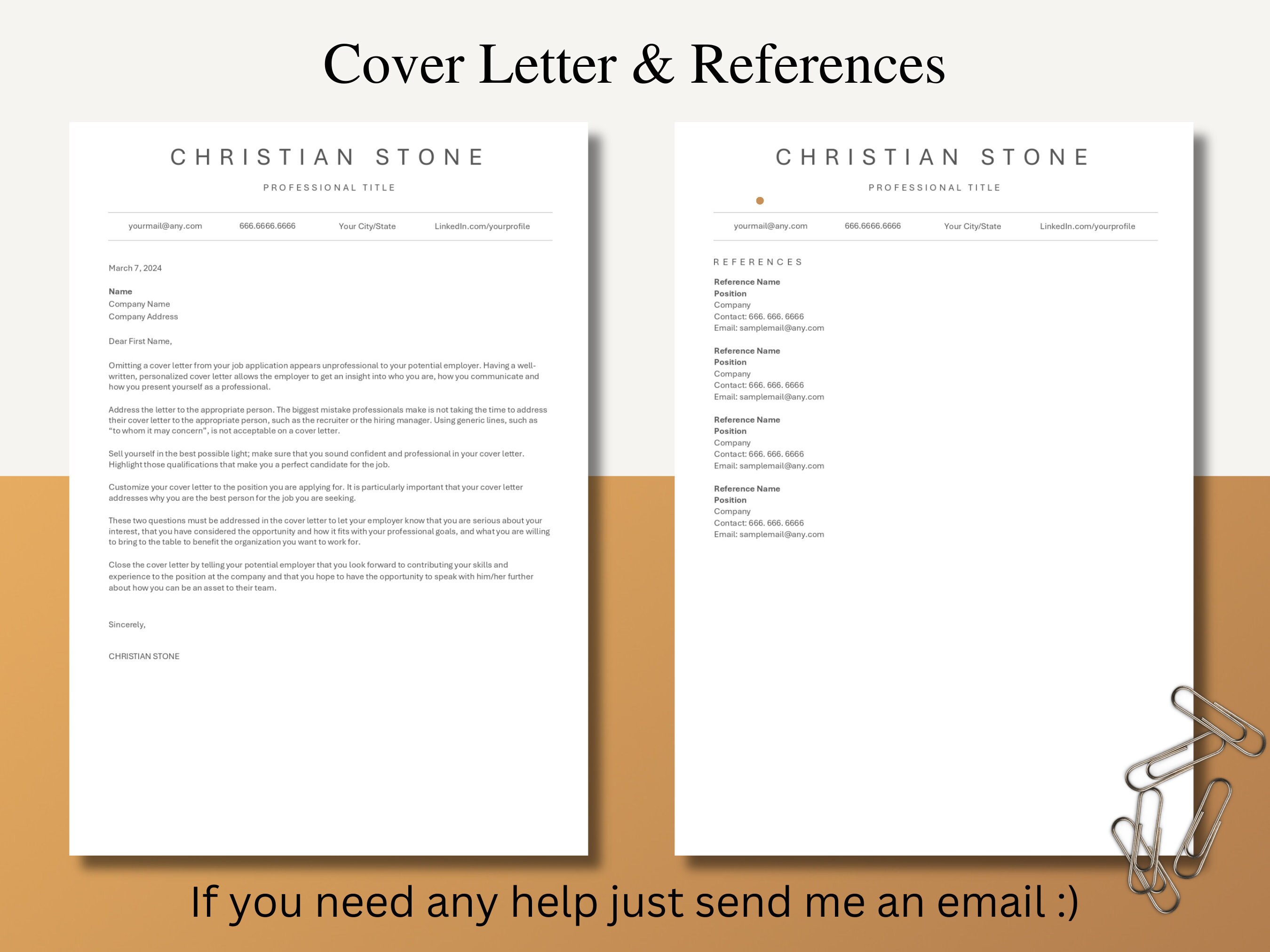 ATS Friendly Resume Template, Word and Pages, With Matching Cover ...