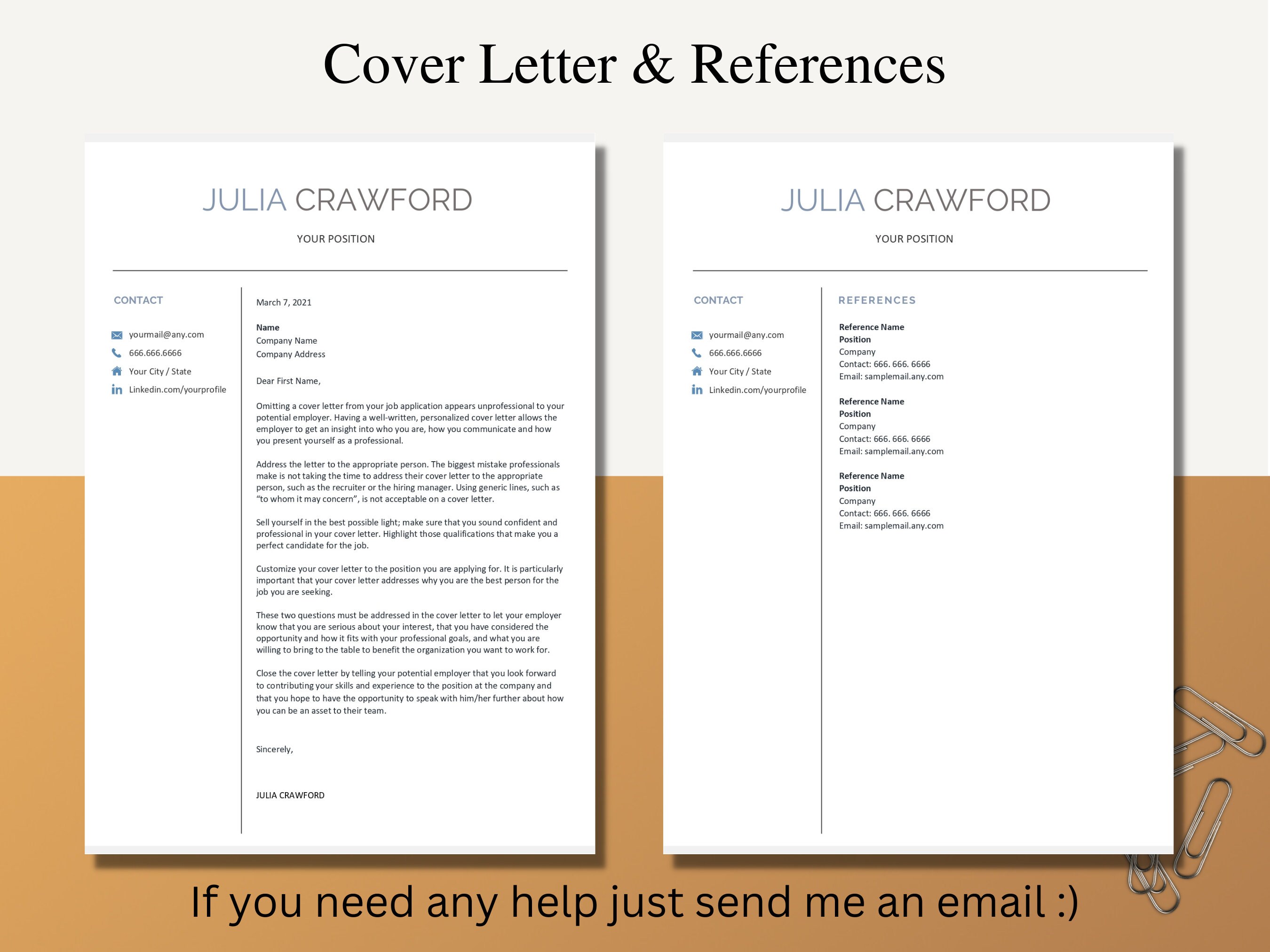 Modern Resume Template for Word and Pages, CV Template, Professional ...