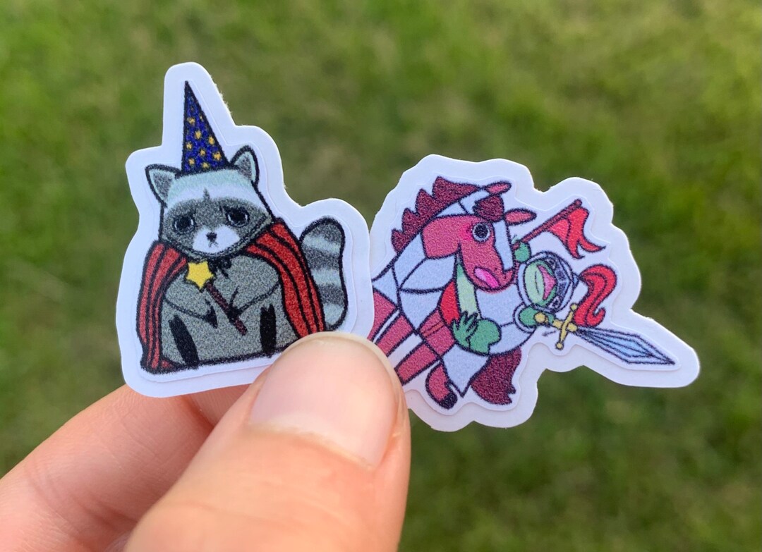 10 Pack Wizard Raccoon and Knight Frog Fantasy Mini Sticker Flakes ...