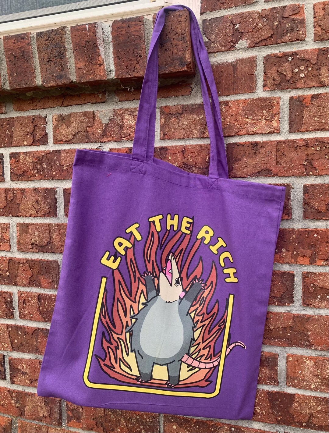 Eat the Rich Possum Tote Bag / Cute Funny Opossum Gift for Leftist Far Left Rebel Teen Screaming ...