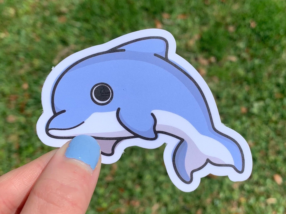 Cute Dolphin Sticker / Beachy Vinyl Stickers / Simple Ocean | Etsy