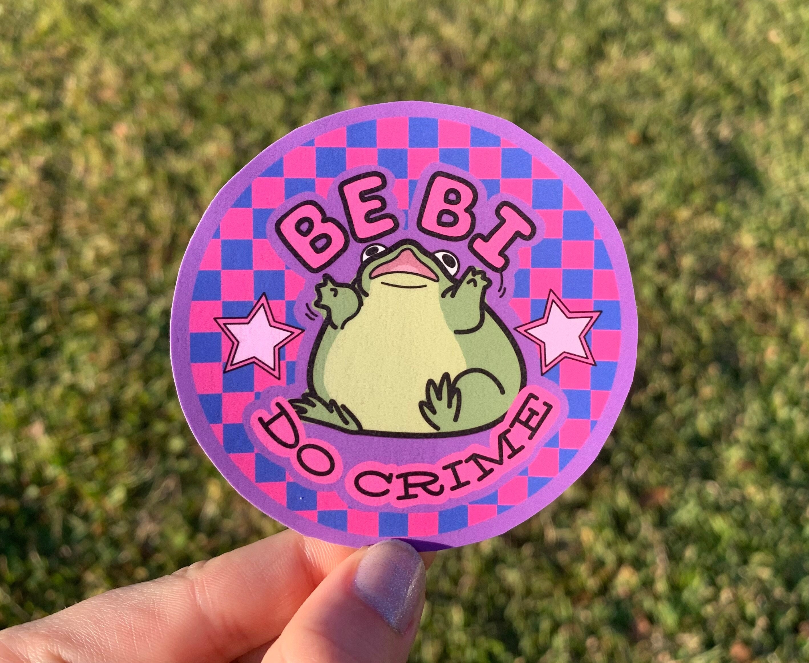 Be Bi Do Crime Frog Sticker / Cute Funny Checkered Bisexual - Etsy