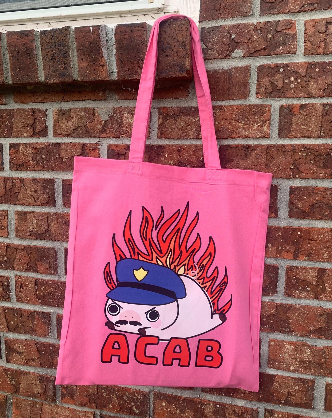 ACAB Tote Bag Cute Funny Silly Cartoon Pig Cop ANTIFA Social Justice ...
