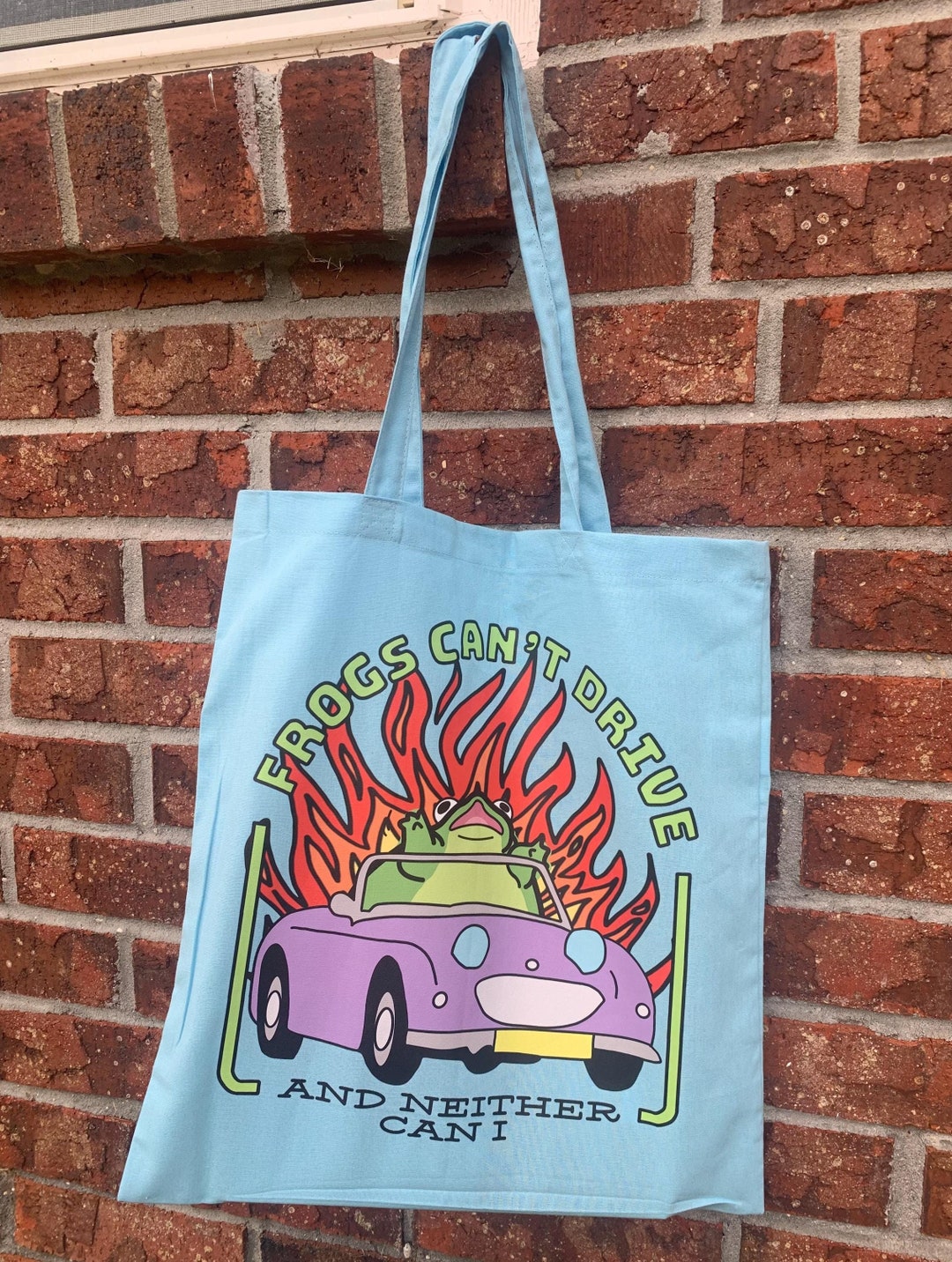 Frogs Can't Drive and Neither Can I Tote Bag / Cute Funny Teen Girl New ...