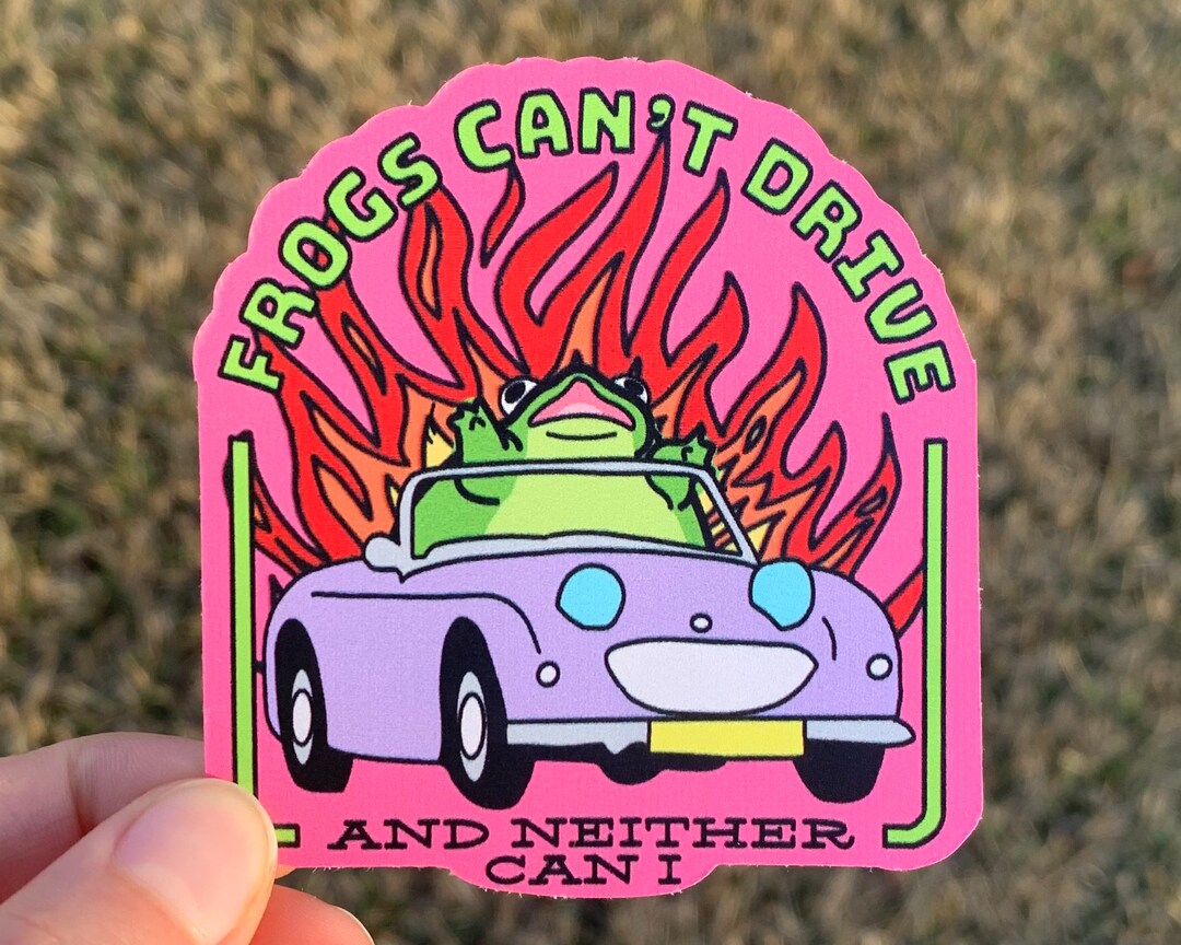 Frogs Can't Drive and Neither Can I Sticker / Bad Driver Joke Teasing ...