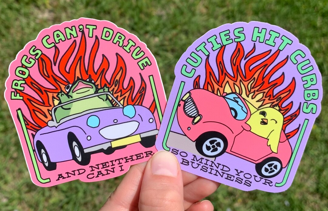 2 Pack Bad Driver Animals in Car Bumper Stickers / Cute Funny Frogs Can ...