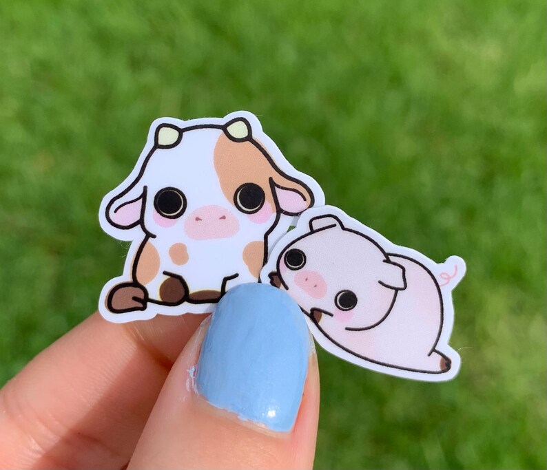 10 Pack Cute Cow and Pig Mini Sticker Flakes / Tiny Stickers - Etsy