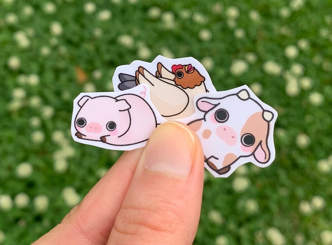 10 Pack Woebegone Farm Animal Mini Stickers / Cute Funny Pig Chicken ...