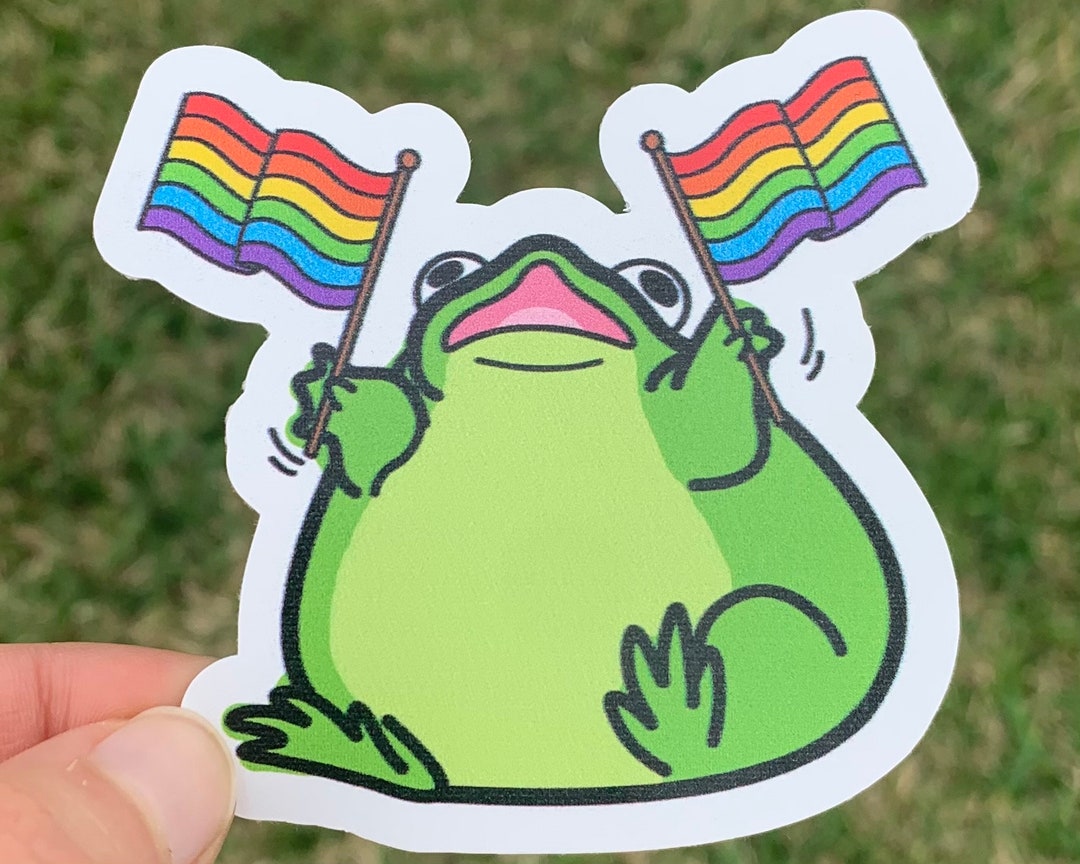Frog Waving 2 Gay Pride Rainbow Flags Sticker / Cute Funny - Etsy