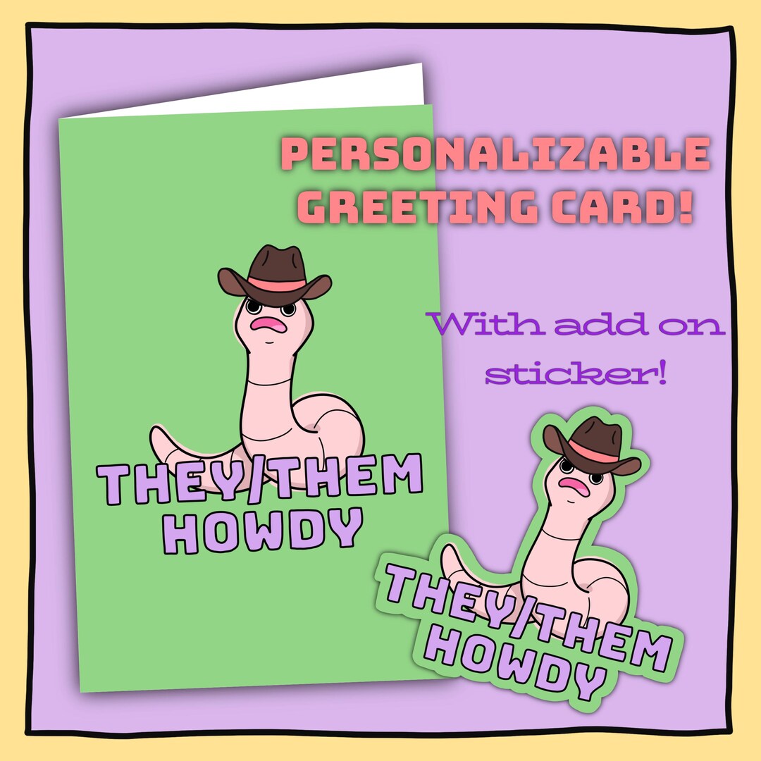They/them Howdy Greeting Card Non-binary Coming Out Announcement Congratulations Gift Enby Pride ...