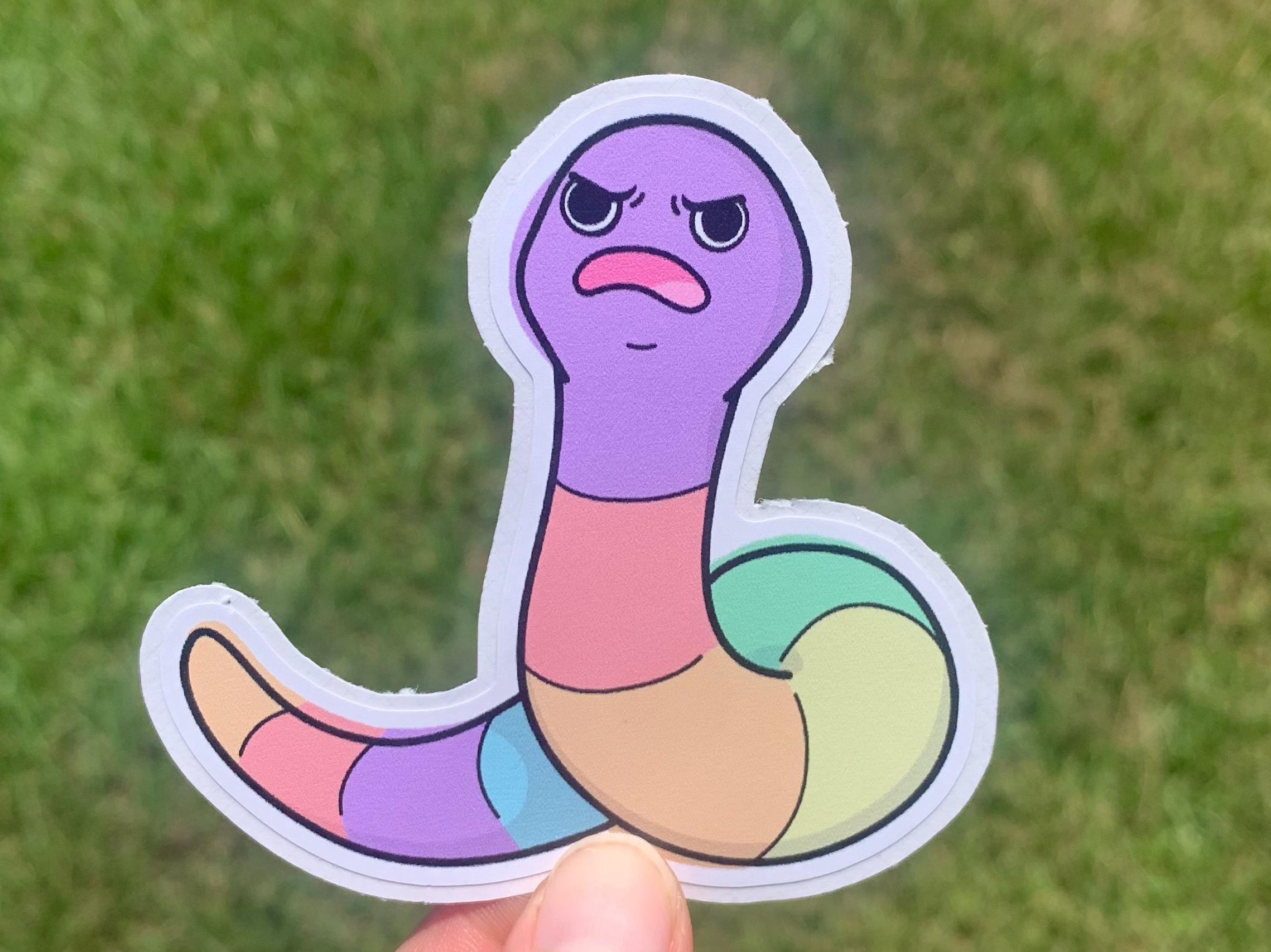 Angry Rainbow Worm Sticker / Cute Funny Weird Gay Pride Month Decal ...
