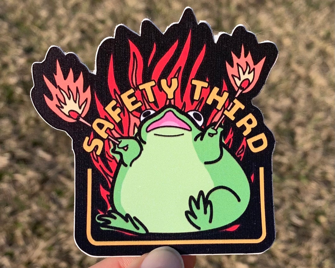 Safety Third Chaotic Frog Waving Match Sticks Sticker / Cute Funny Wild ...