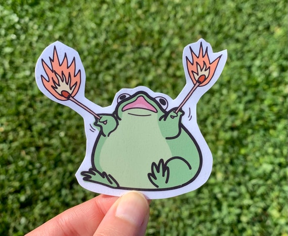 Chaotic Frog Waving Matches Sticker / Cute Funny Kawaii | Etsy