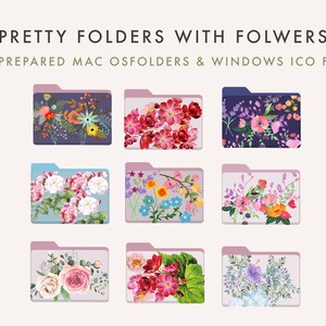 9 Pretty Flowers and Roses Desktop Folders / Icons, Aesthetic Computer ...