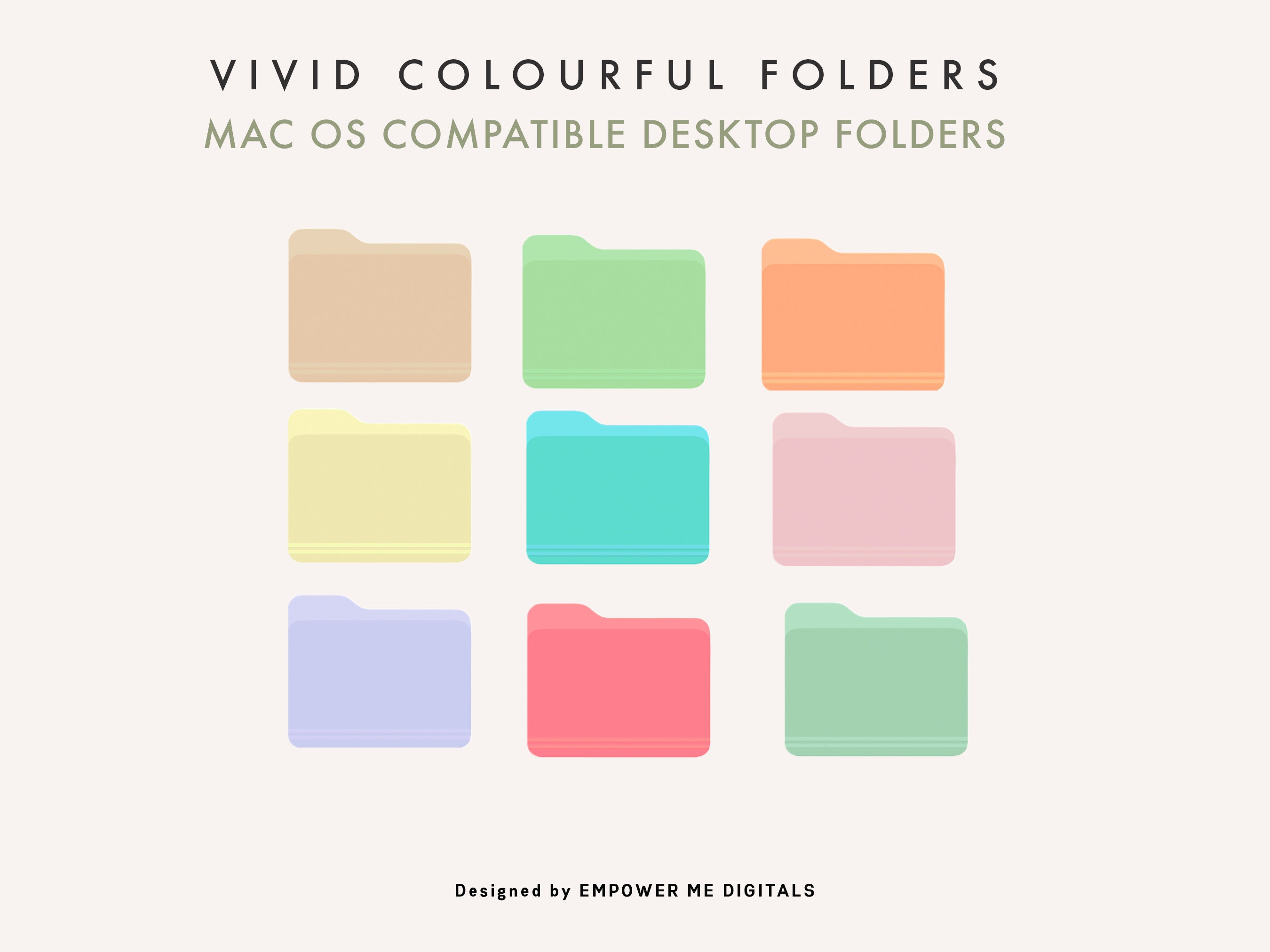 9 Vivid Colourful Mac OS Folder Icons Pastel Nude Colour - Etsy