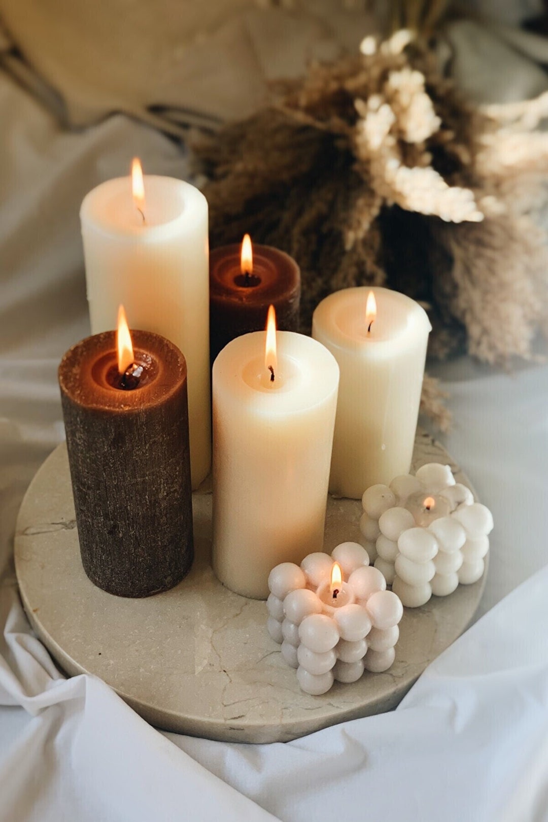 Beige Marble Round Charcuterie Tray, Stone Cutting Board for Kitchen ...