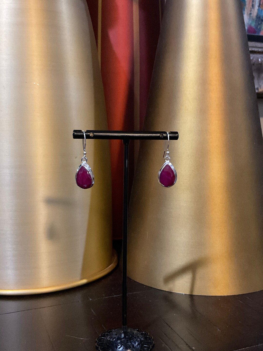 Dark Ruby Red Earrings Set in Sterling Silver on Sterling Wires ...