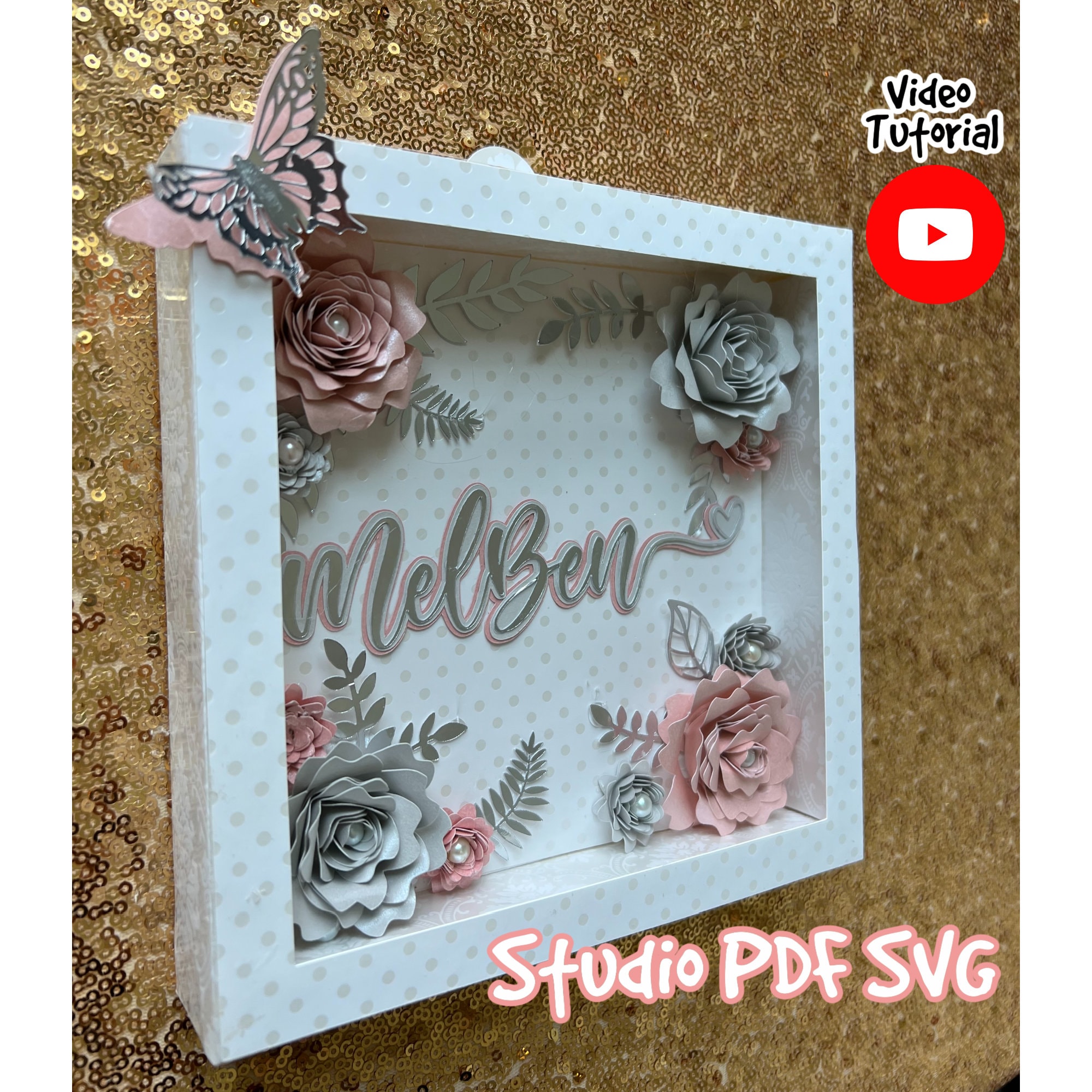 Paper Box Frame, Cricut, Silhouette and PDF (decorations is Included ...