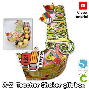Gift for Teacher. Whole Alphabet SHAKER Box Svg and Studio Including ...