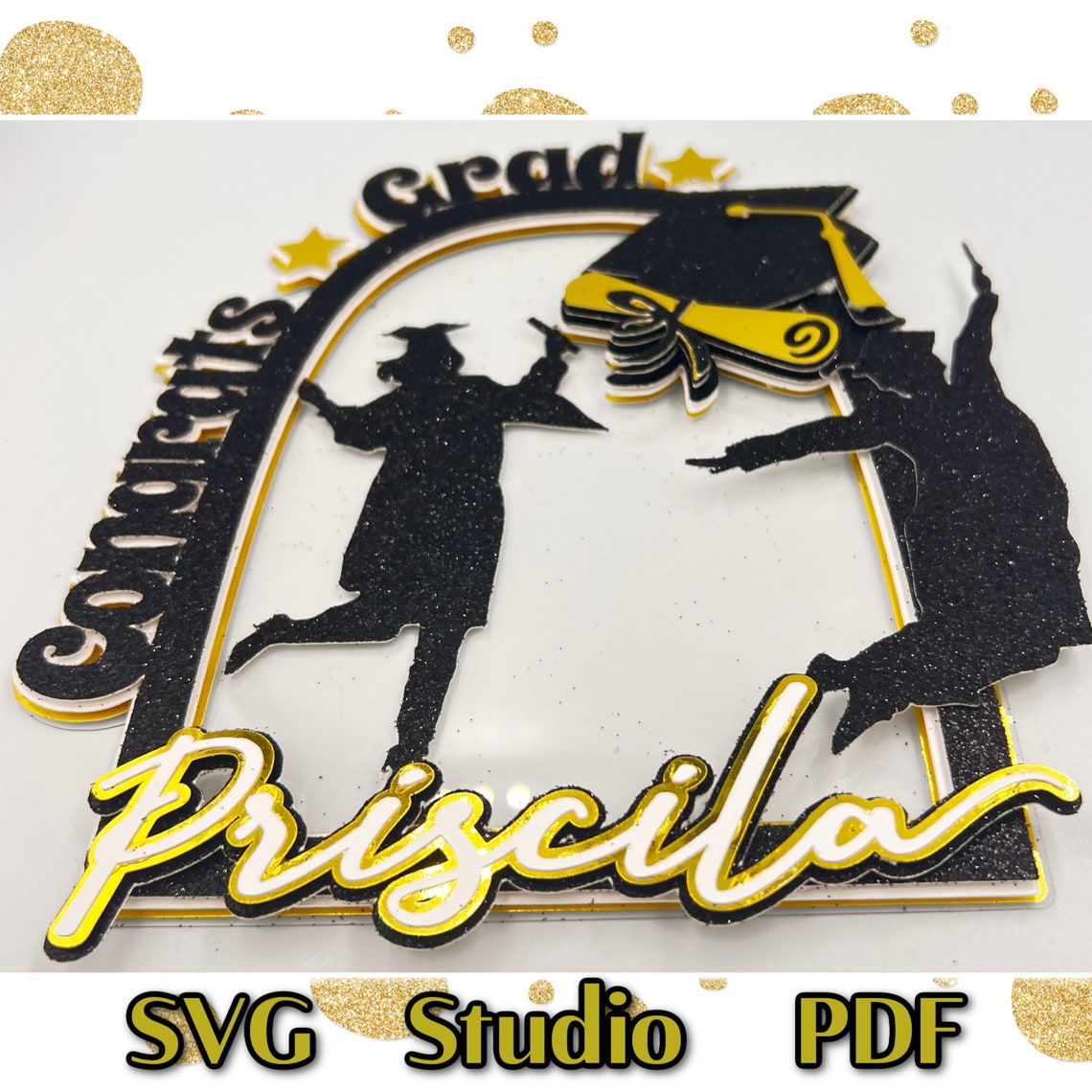 Graduation Cake Topper SVG, Studio and PDF - Etsy