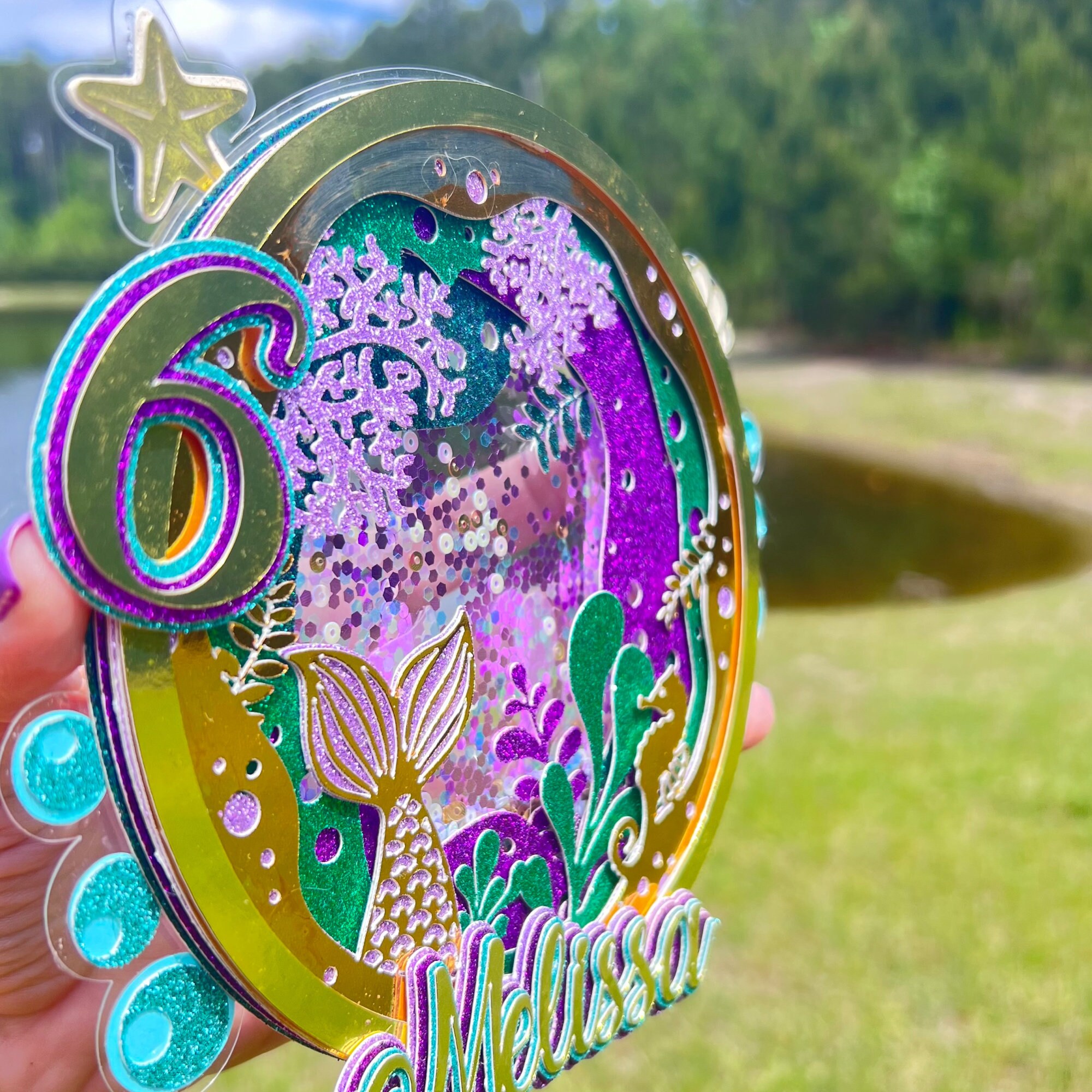 Mermaid Cake Topper Layered You Can Personalize Name and Age - Etsy