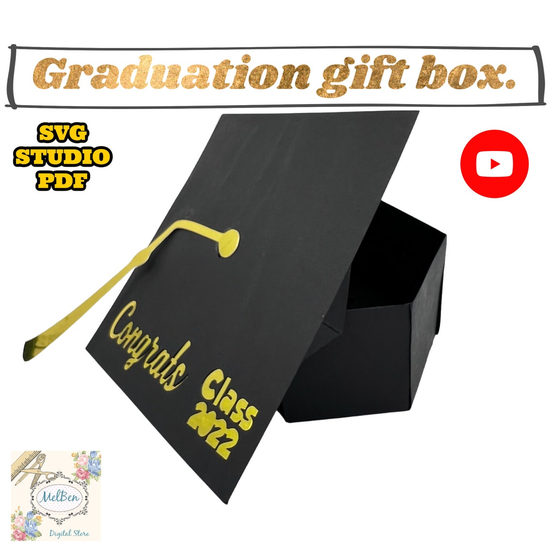 Graduation Cap Gift Box SVG PDF Studio Template. Cricut - Etsy