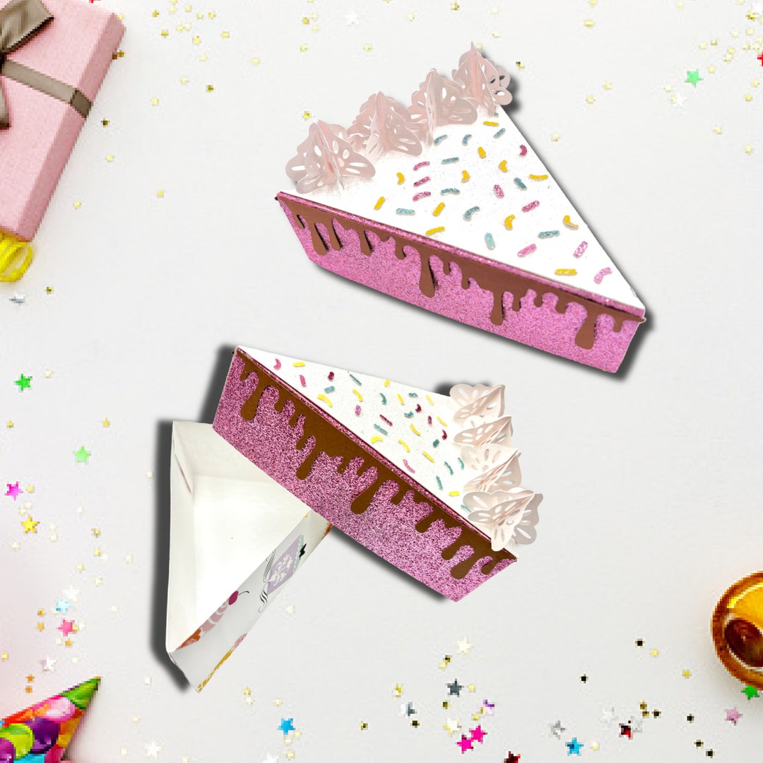 3D Birthday Cake Slice Treat Box / Gift Box/ SVG, STUDIO and PDF ...