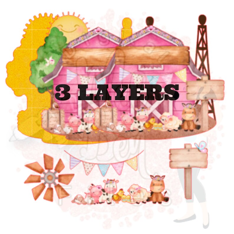 Farm Cake Topper, PNG, PDF and Studio. - Etsy