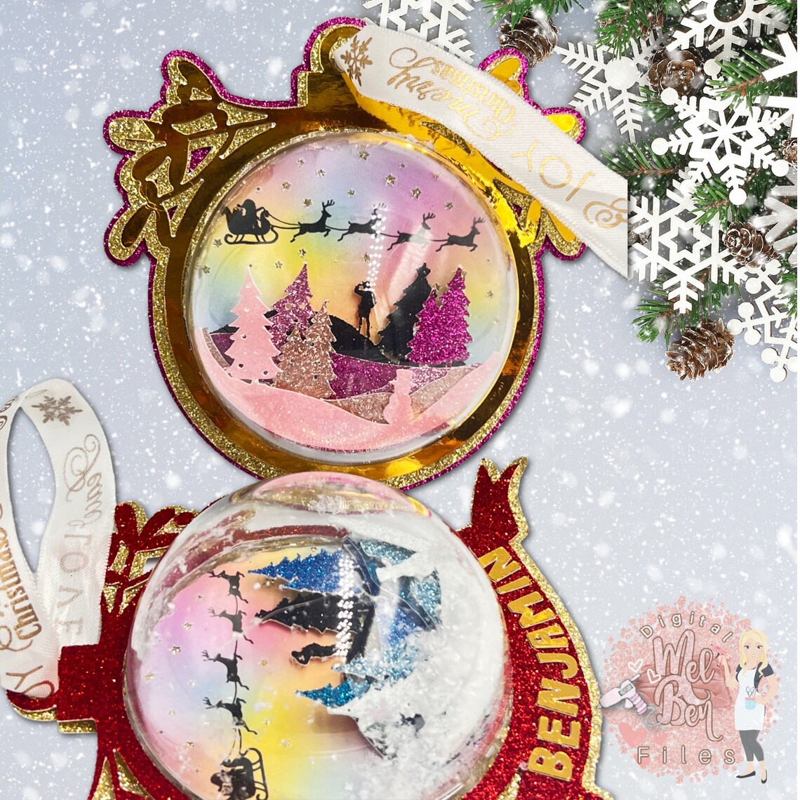 Personalized Shaker Ornament Christmas Party Shadow Box - Etsy