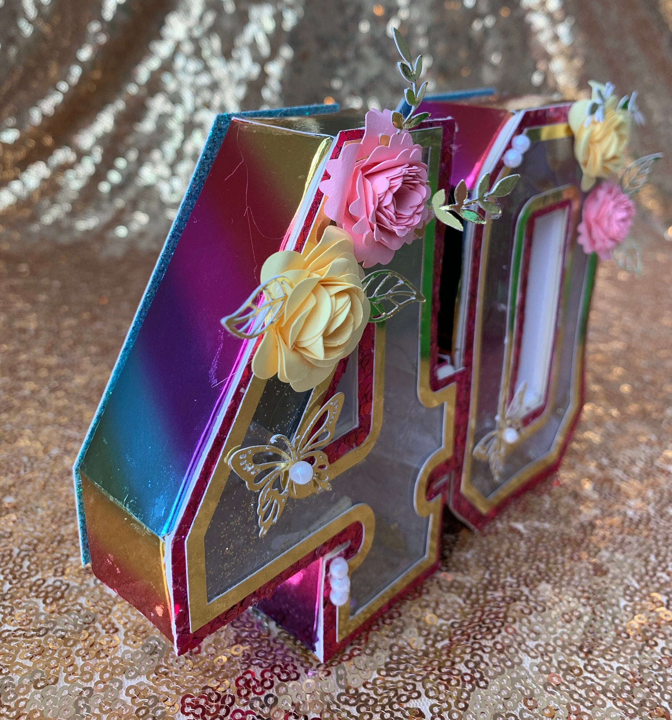 40th Birthday or Anniversary Shaker Cake Topper Studio and SVG | Etsy