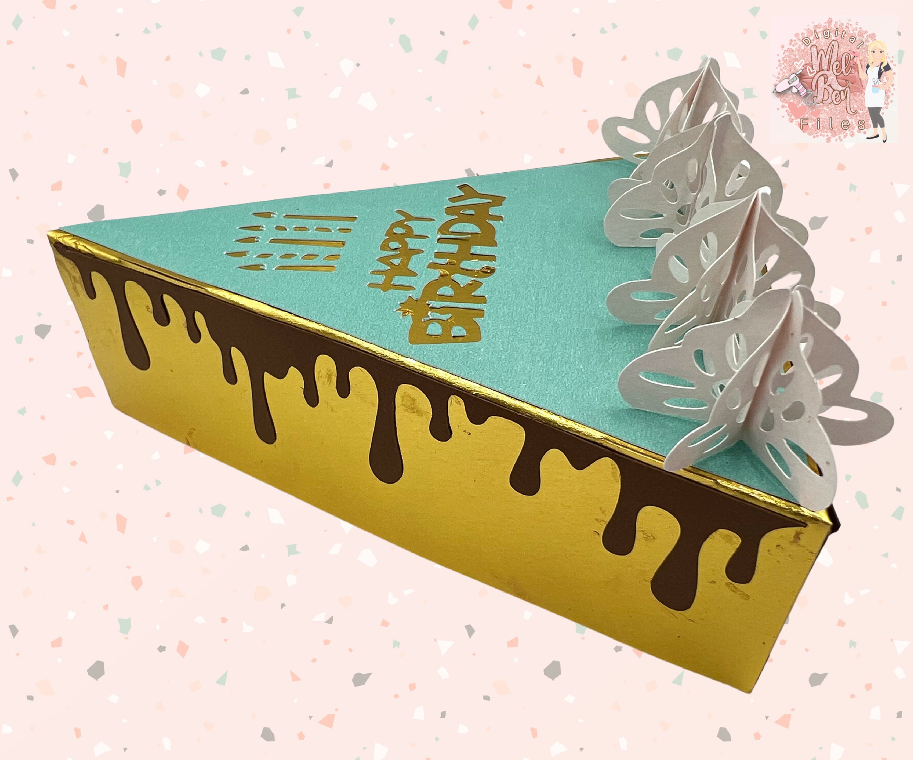 3D Birthday Cake Slice Treat Box / Gift Box/ SVG, STUDIO and PDF ...